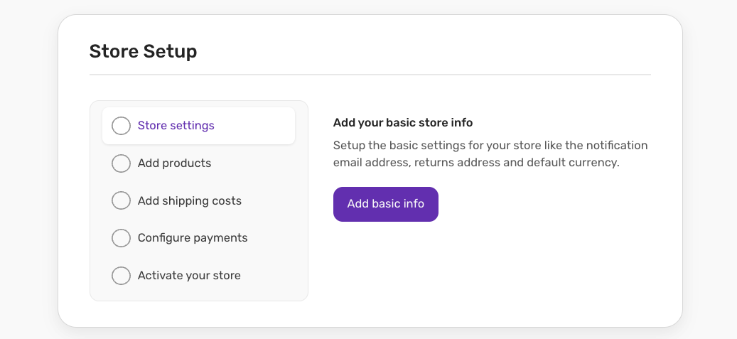 Your store settings – Home