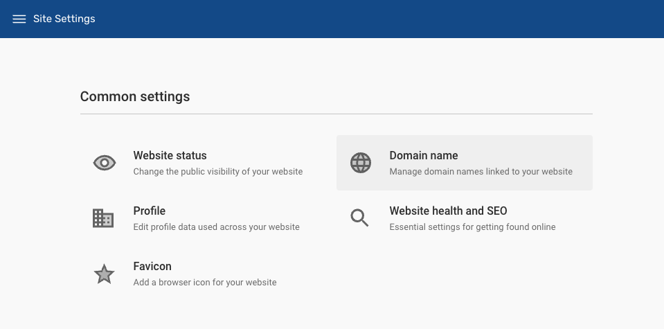Mapping a domain name to your site – Home